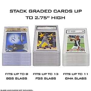 CASEMATIX Graded Card Case Storage Box For Sports Cards Compatible With 8 BGS, 13 FGS or 11 GMA PSA Graded Trading Card Slabs and More Collectible Cards - Airtight, Waterproof and Includes Padlock