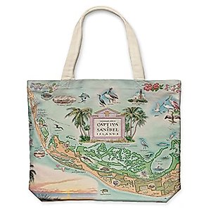 Xplorer Maps Sanibel-Captiva Island map Canvas Tote Bag with Handles, Cloth Grocery Shopping Bag, Reusable & Eco-friendly Bag, 100% Cotton, Washable, 18 wide x 15 tall