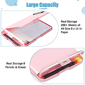 Hongri Clipboard with Storage with Pen Holder, Folder Nursing Clip Board 8.5 x 11 Foilo-Side Opening, High Capacity, Light Weight for Teachers, Classroom. Size 14 x 9.6 x 1.2 in(Pink)