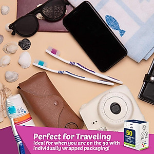 EcoFox Bulk Toothbrushes 10 Pack | Individually Wrapped Travel Toothbrush Set for Adults & Kids | Made with a Medium-Soft Large Brush Head | BPA-Free & Disposable!