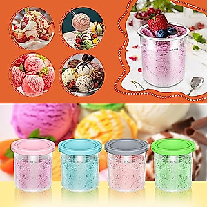 Ruizhihu Creami Pint Containers for Ninja Creami Pints And Lids - 4 Pack Compatible With Nc301 Nc300 Nc299amz Series Ice Cream Maker Airtight And Dishwasher Safe Pint Containers