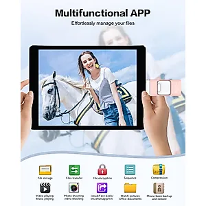 Flash Drive for iPhone 256GB, Photo Stick Thumb Drive USB Stick High Speed Transfer USB Drives External Storage Memory Expansion for iPhone/iPad/PC/Laptop (Pink)