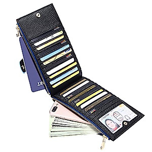 Badiya Womens Wallet RFID Blocking Bifold Multi Card Holder Wallets Large Capacity Cellphone Purse with Zipper Pocket Gift
