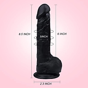 Dildo, Black Dildos, Sex Toy, 8.5 Inch Ultra Soft Lifelike Silicone Anal Dildo with Strong Suction Cup, G Spot Stimulator Adult Sexy Toys for Women Men Couple Sexual Pleasure Tools for Women, Black