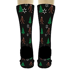 Holiday Socks Christmas Tree Bigfoot Socks Sasquatch Christmas Clothes 1-Pair Novelty Crew Socks