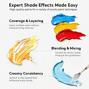 Acrylic Paint Set, 24 Colors (2 oz/Bottle) with 12 Art Brushes, Art Supplies for Painting Canvas, Wood, Ceramic & Fabric, Rich Pigments Lasting Quality for Beginners, Students & Professional Artist