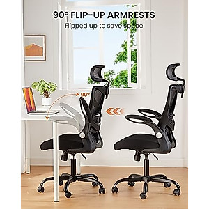 ErGear Office Chair, Desk Chair with Flip-Up Armrests, Ergonomic Office Chair with 2'' Adjustable Lumbar Support & Headrest, High Back Computer Chair Mesh Office Chair with Wheels for Home Office