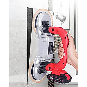 YJINGRUI Tile Vibrator 12,000VPM Tile Leveling Machine 21V 2000mA, Double Suction Cup Tile Tiling Machine 6 Gears Hand-held Tile Tiler Upgrade Lock Button (2 Battery)