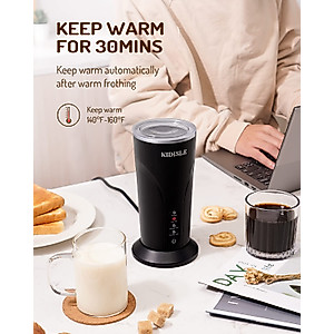 KIDISLE 4-in-1 Milk Frother and Steamer, Electric Milk Steamer with Keep Warm Function, Automatic Warm and Cold Foam Maker for Coffee, Latte, Hot Chocolate, Cappuccinos, Macchiato, Black