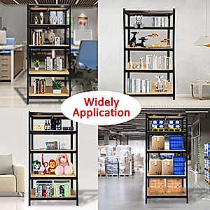 Viaka 5-tier Metal Shelving Unit Adjustable Garage Storage Utility Rack Heavy Duty Shelves Organization Multipurpose Shelf Warehouse Basement Kitchen Living Room Garage 66.14x29.53x11.81 inches, Black