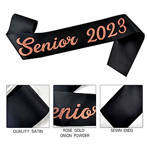 SGKUED Senior 2023 Sashes, (7 Pack) Black Satin Sash Senior 2023 with Rose Foil Cheer Finally Graduated Cheerleader Sash Senior 2023 for Graduation Party Suppiles