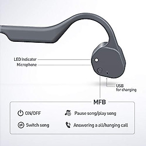 VIDONN Bone Conduction Headphones Bluetooth, F3 Wireless Open Ear Headphones Dual Listening Sports Earphones with Mic, Bone Conduction Earbuds for Running Cycling Driving Listening Gym(Grey)