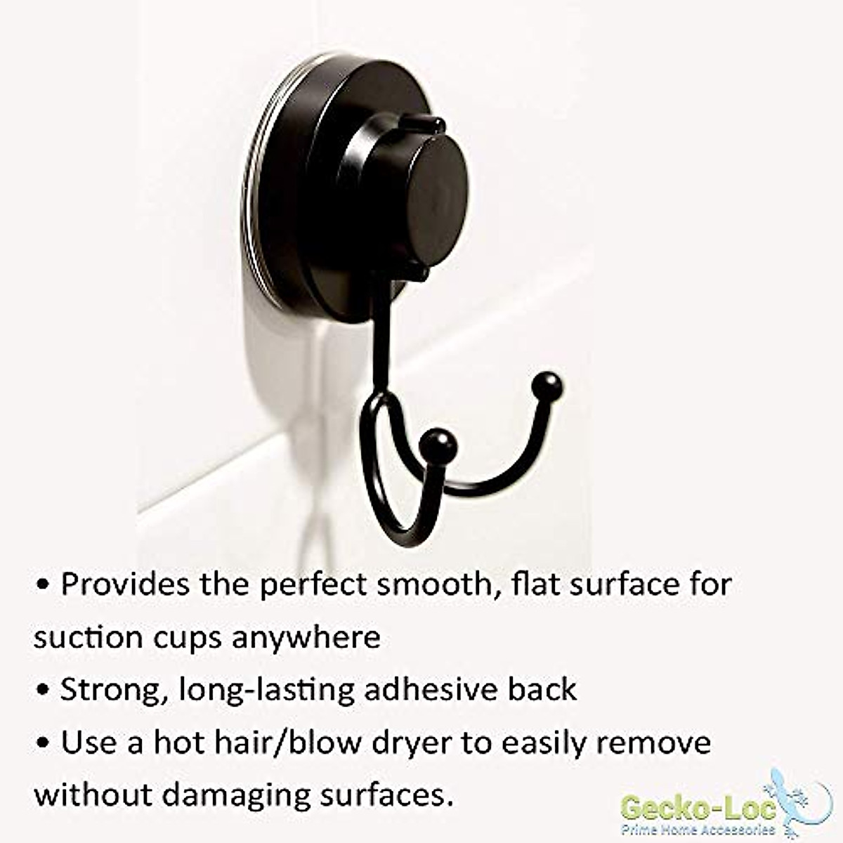 Gecko-Loc 🦎 Brand Clear Acrylic Adhesive Disk 1 Side Sticky Pad for Mounting Suction Cup - Works with Sanno, ipegtop, slideep & ARCCI Shower Caddy Baskets & Shelves - 2 Pack 2.85" Diameter