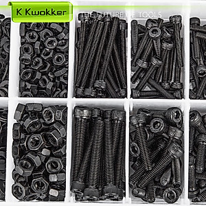 K Kwokker 1710Pcs Metric Bolt Assortment M2 M3 M4, 21 Sizes 4MM to 30MM Upgraded Zinc Plated Hex Socket Head Cap Machine Screws, 12.9 Alloy Steel Bolts and Nuts Kit Screws Nuts and Washers