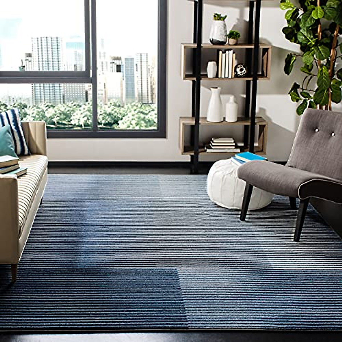 SAFAVIEH Galaxy Collection 8' x 10' Blue / Navy GAL115M Modern Non-Shedding Living Room Bedroom Dining Home Office Area Rug