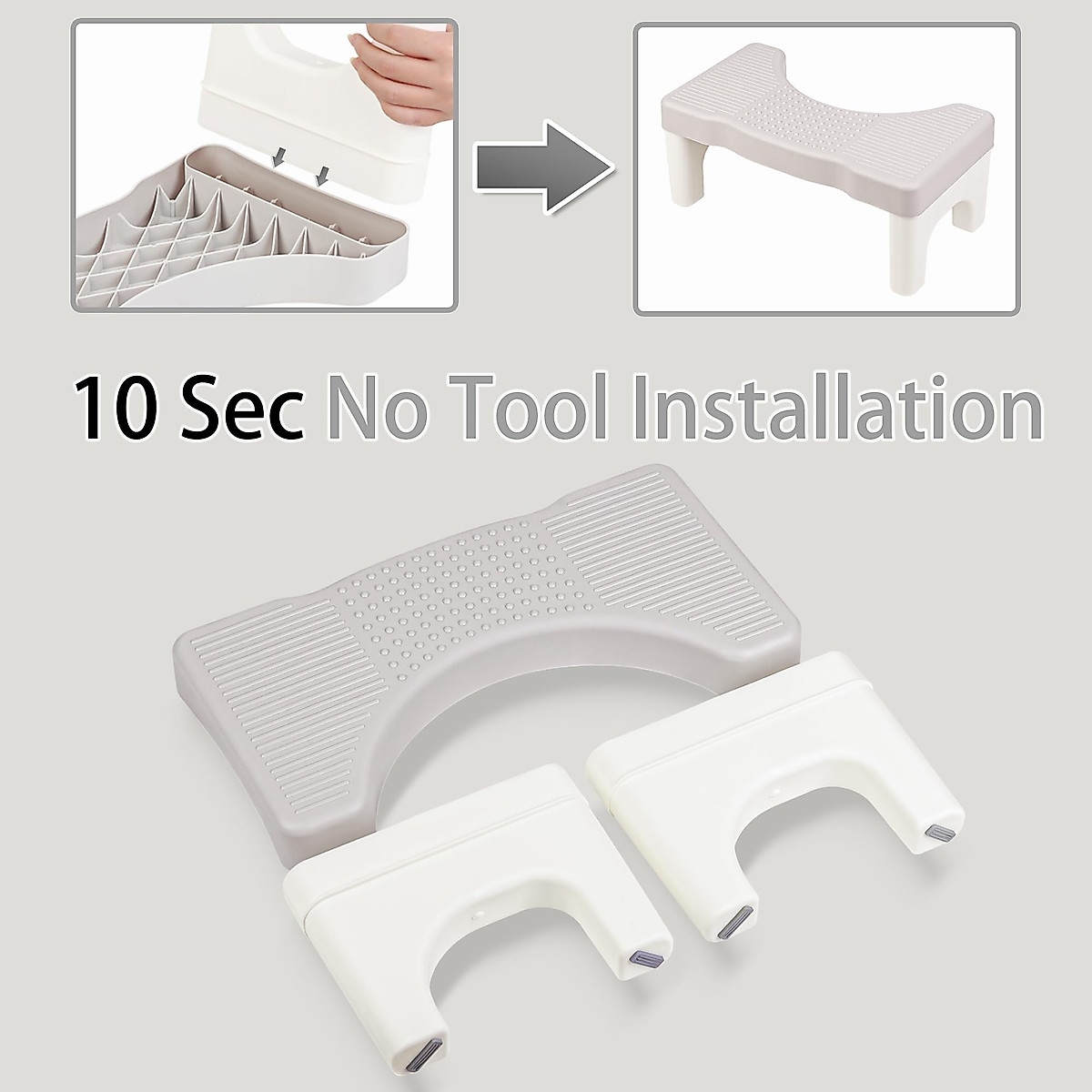 2 Pack Toilet Stool, Bathroom Squat Stool, Poop Stool for Adults, Plastic Potty Stool