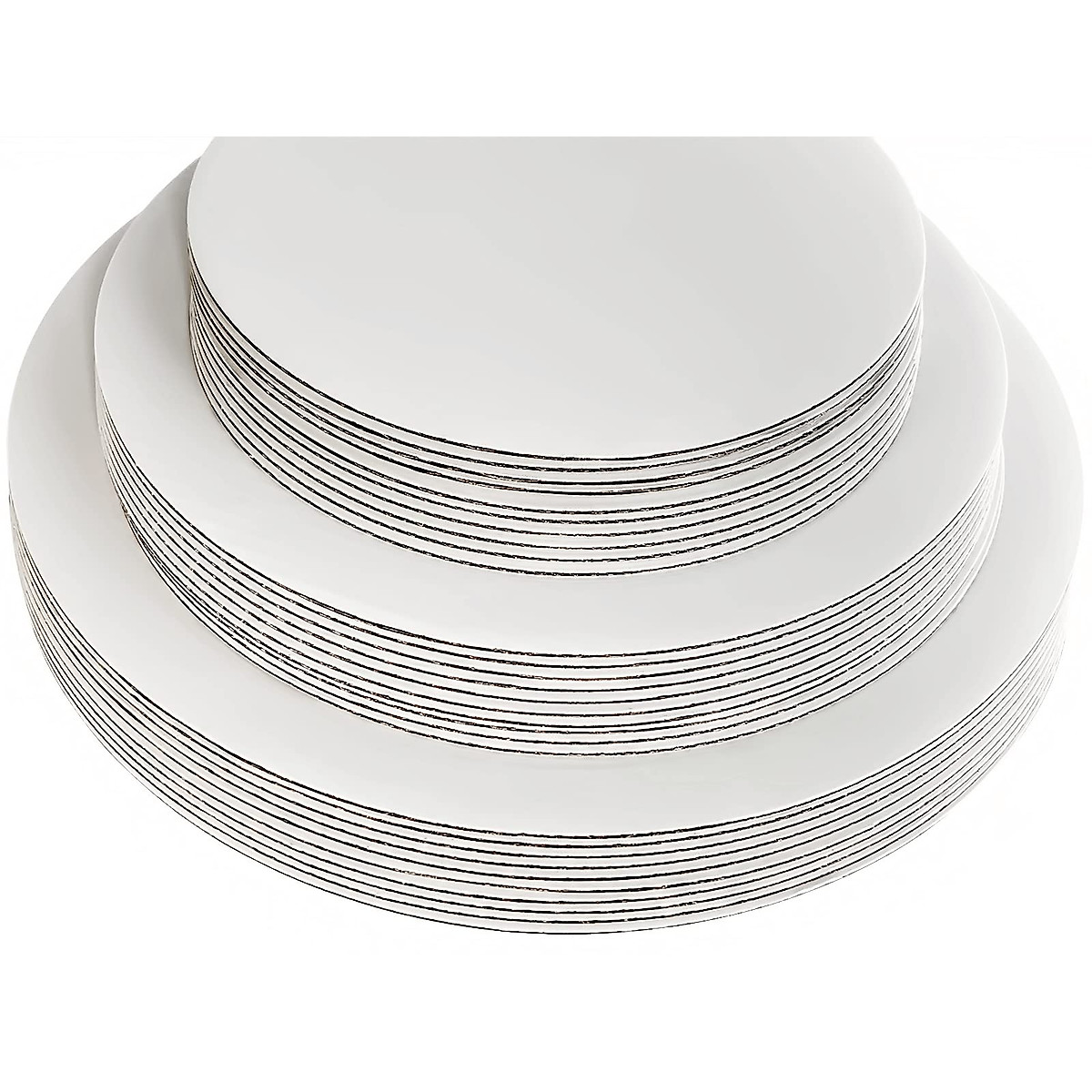 ONEMORE 30-Pack White Cake Board Rounds,Circle Cardboard Base Boards, 8, 10 and 12-Inch. Perfect for Cake Decorating, 10 of Each Size (White,30)