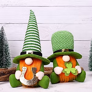 nezababy 2 PCS St Patrick's Day Decor Gnomes Plush,Patricks Day Decoration Green Home Table Elf Gnomes Decor Ornaments Sweet Patrick's Day Gifts (No LED, St Patrick's Day Gnome)