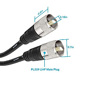 Coax Cable - Coaxial Cable Connector - 6ft Antenna Cable - Coax Connector - Coax Cable Connector - RG8X Coaxial Cable - UHF Antenna Cable - Male To Male Cable - RG8X Coax - 1.8 Meters - STEREN 205-706