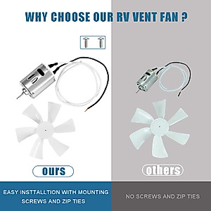 6 inch RV Vent Fan,12V D-Shaft RV Fan Motor with White Fan Blade for RV Bathroom Fan Camper Roof Vent