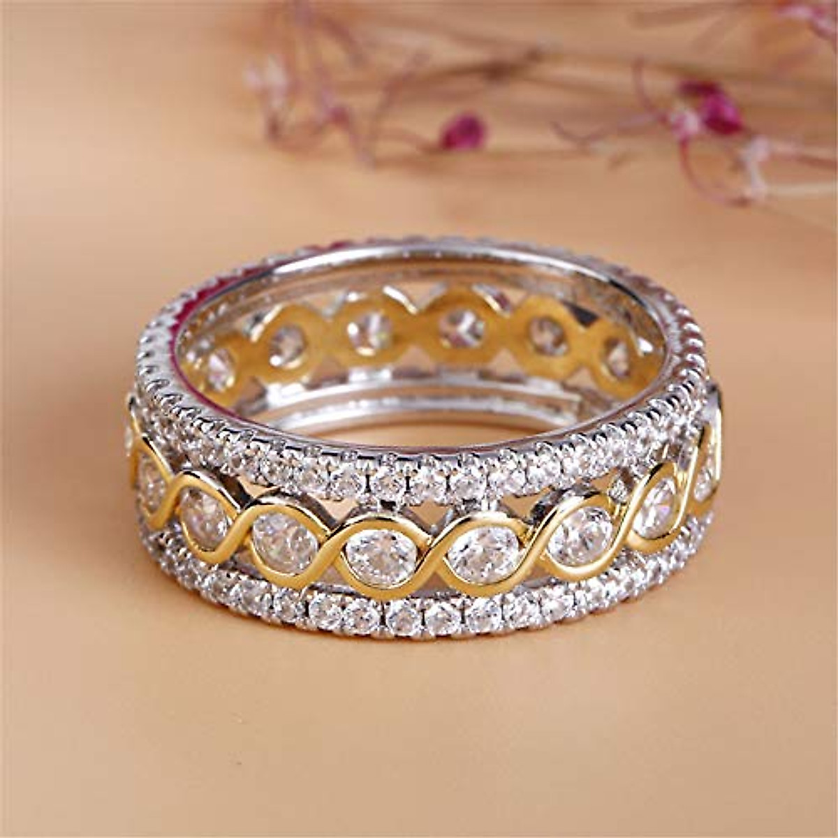 Jeulia Wedding Band for Women Sterling Silver Eternity Band Rings Solitaire Engagement Stackable Ring Promise Anniversary With Jewelry Gift Box (10)