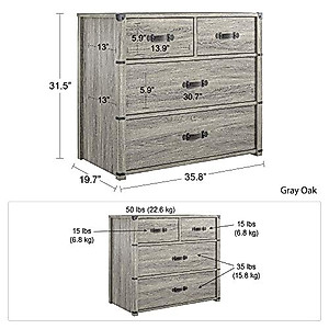 Little Seeds Nova 4 Drawer Storage Grey Dresser, Gray Oak