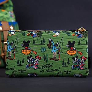 Loungefly Mickey, Minnie, & Friends Camping AOP Nylon Pouch