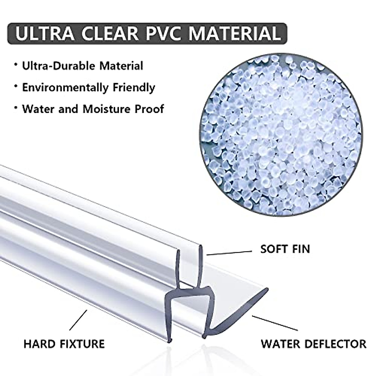 ZNCZHZN Shower Door Bottom Seal, 2-Pack Frameless Door Seal for 3/8 Inch Glass - 39 Inch Ultra Clear Shower Door Seal Strip, Stop Shower Leaks and Create a Water Barrier(3/8" x 39", 10mm)