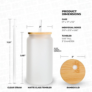 Hogg 16oz Frosted Glass Cups - Purple Shimmer (25 Units), Bulk with Lids and Straws, Sublimation Blanks, Glass Tumbler