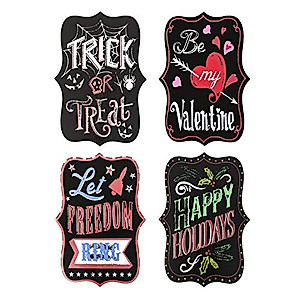 Seasonal Garden Signs Set with 8 Seasons and Steel Mounting Pole Yard Stake for Spring, Summer, Fall, and Winter Displays, UV and Weather Resistant, Outdoor Use