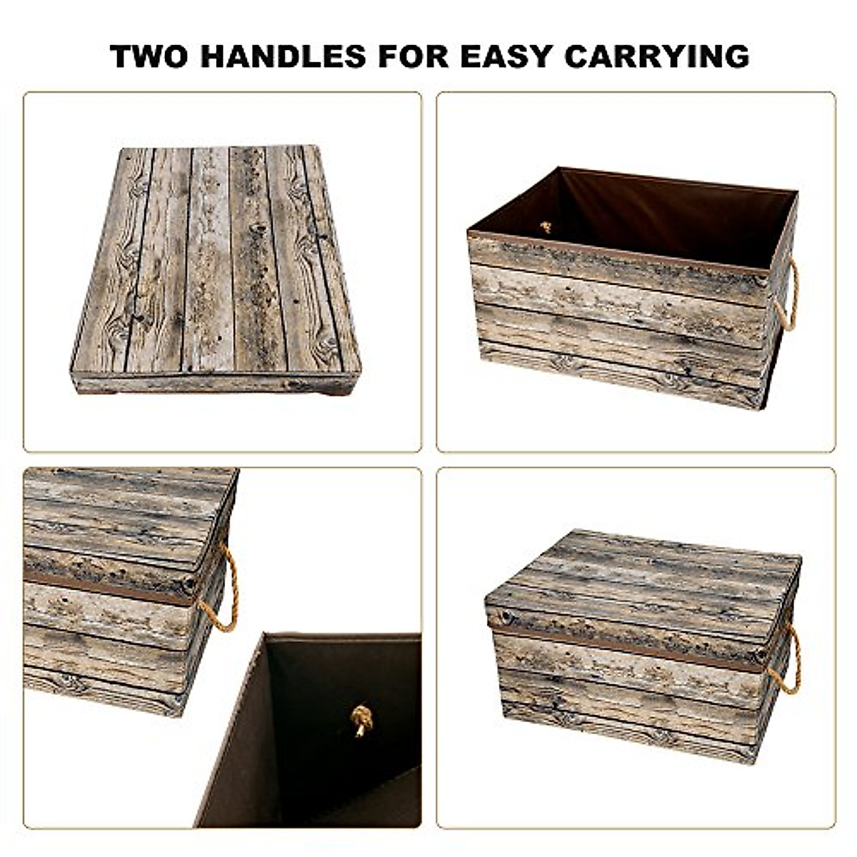 Livememory Decorative Storage Boxes with Lid, Fabric Storage Bins with Lids and Handles for Office, Bedroom, Closet, Toys. L15.7 x W11.8 x H7.9 Inches (Not Made of Wood, 2 Pack)