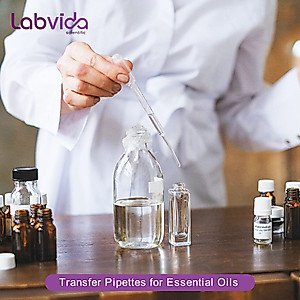 Labvida 200PCS 3ml Disposable Plastic Transfer Pipettes, Calibrated Dropper Suitable for Essential Oils Deployment,Science Laboratory, DIY Art, LVG003