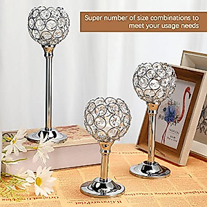18 Pieces Crystal Candle Holders Bulk Candle Stick Holder Centerpieces for Table Wedding Centerpieces Crystal Decorative Tealight Candle Dining Table Candle Holder Decor for Party (Silver)