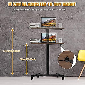 MPETAPT 28 Inch Height Adjustable Laptop Sit to Stand Desk with Wheels, Adjustable Rolling Standing Laptop Mobile Desk Cart Coffee Table