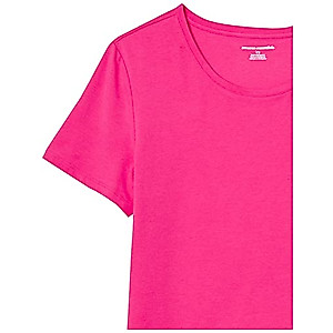 Amazon Essentials Women's Classic-Fit Short-Sleeve Crewneck T-Shirt, Pack of 2, Bright Pink/White, Large