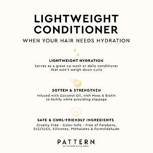 PATTERN Beauty by Tracee Ellis Ross Lightweight Conditioner, 13 Fl Oz, Rich Moisture for Curlies, Coilies and Tight-Textured Hair, 3a-4c