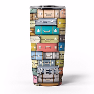 Design Skinz Multicolored Traveling Suitcases - Skin Decal Vinyl Wrap Kit Compatible with The Yeti Rambler Cooler Tumbler Cups