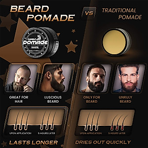 Bossman Hair & Beard Pomade for Men - Moisturizing with Medium Hold and Control - Men's Hair Styling Pomade - Made in USA, Natural, For All Hair Types | 4 ounce