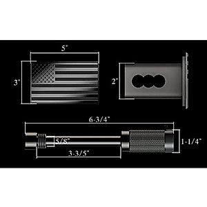 DoPake Metal Trailer Hitch Cover,Heavy Duty 2" Inch Tow Rear Receivers Plug Covers,USA American Flag Hitch Cover （with 3-3/5" Usable Length,5/8-inch Diameter Pin） for Trucks Cars SUV (Black)