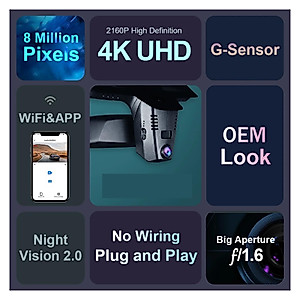 Fitcamx Dash Cam 4K Dashcam Camera,Car DVR Compatible with BMW 5 Series,6 Series GT,7 Series,G30 G31 G32 G11 2018 to 2023, (Color : Black, Size : 4K Front Cam 64GB)