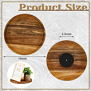 2 Pcs Acacia Wood Lazy Susan 10 Inches Wooden Lazy Susan Organizer Kitchen Turntable Organizer Rotating Round Wood Tray for Cabinet Pantry Table Counter