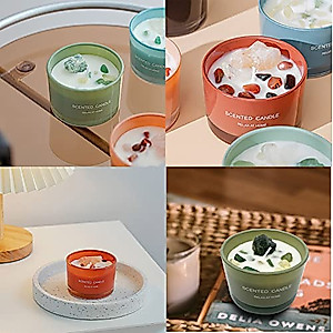 Healing Crystal Candles Decorative Soy Candle for Meditation Jar Candle Spiritual Gift for Women Scented Manifestation Candle 2 Pack Orange and Green