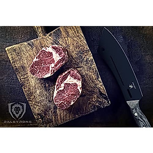 Dalstrong Hybrid Cleaver & Chef Knife - 8 inch - 'The Crixus' - Delta Wolf Series - Ultra-Thin & Zero Friction Blade HC 9CR18MOV Steel - Black Titanium Nitride Coating - G10 Camo Handle - Sheath