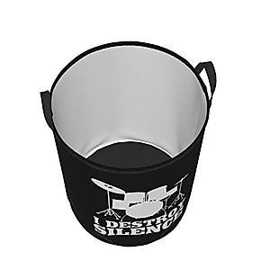 I Destroy Silence Drums Torage Basket Large Round Laundry Basket With Handles, For Clothes Storage Bathroom Laundry