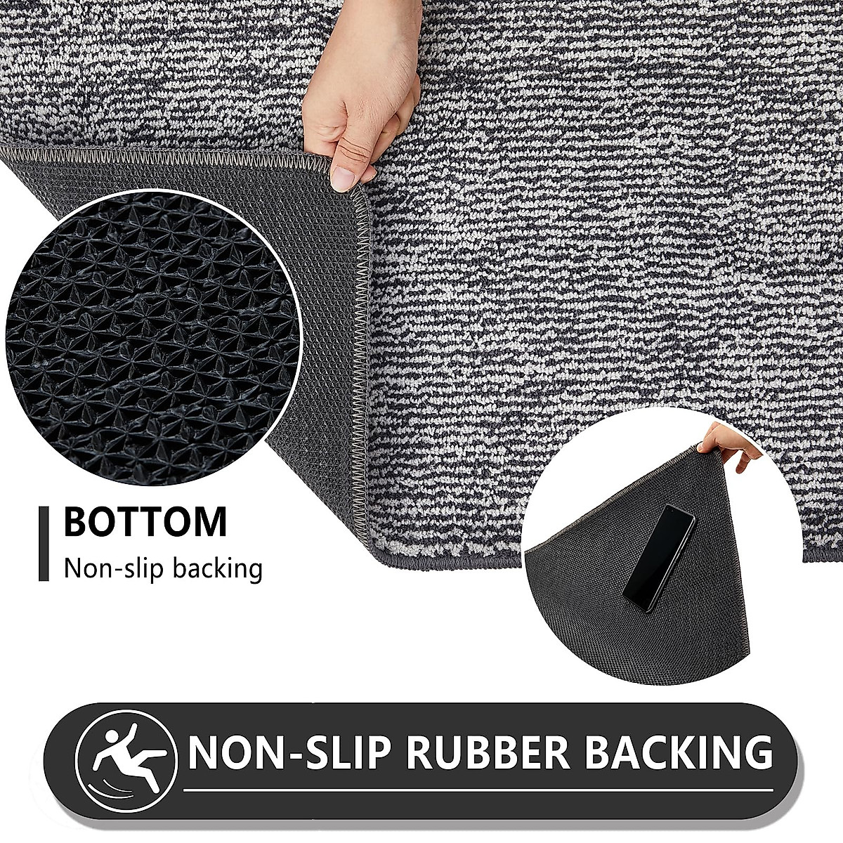 REFETONE Indoor Doormat, Front Door Mat 20"x32" Absorbent Rubber Backing Non Slip Back Door Mats, Machine Washable Low-Profile Entry Rug, Resist Dirt Inside Floor Mat Door Rugs for Entryway, Dark Grey