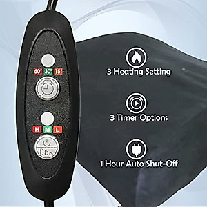 Heating Lumbar Support Pad for Back Pain Relief, Electric Heated Pad for Back with Strap, Soothing Heat Therapy 3 Heat Settings Timer Settings, Heating Technology for Waist, Abdomen, Neck, Shoulders