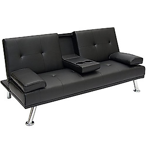 BUY JOY Entertainment Furniture Futon Sofa Bed Fold Up Down Recliner Couch Cup Holders