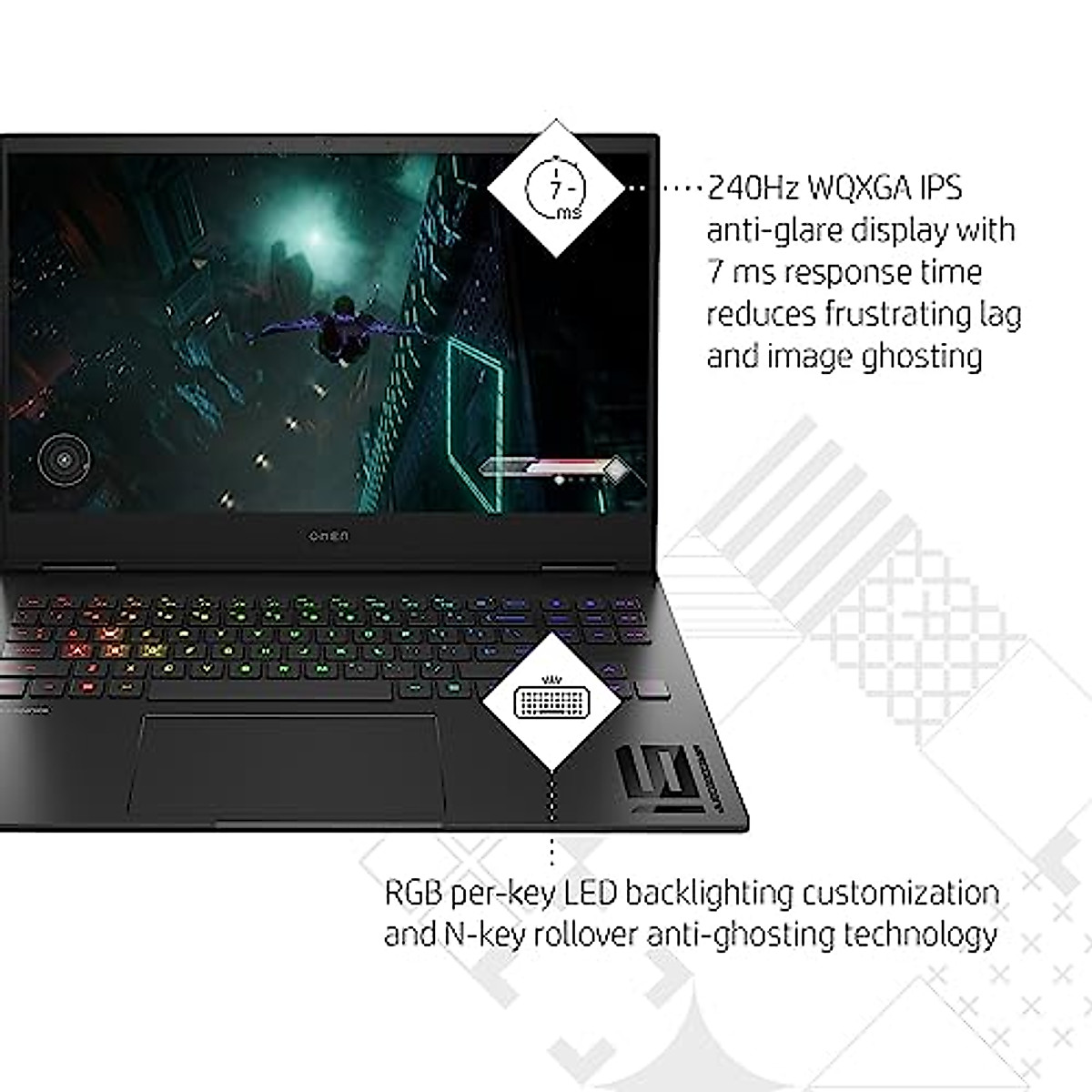 HP OMEN Transcend 16 inch Laptop, WQXGA 240Hz Display, 7ms Response Time, 13th Generation Intel i7-13700HX, 16 GB RAM, 512 GB SSD, NVIDIA GeForce RTX 4070 GPU (8 GB), 16-u0020nr (2023), Shadow Black