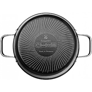 WMF Fusiontec Aromatic Cooking Pot Large 22 cm Stewing Pot Induction 3.1 L Lid with Condensation Knobs High-Tech Ceramic Stackable Scratch Resistant Black