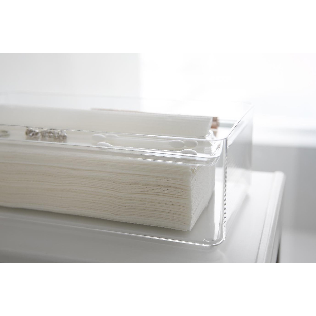 YAMAZAKI home 2334 Tissue Box Holder-Dispenser and Organizer, One Size, Clear